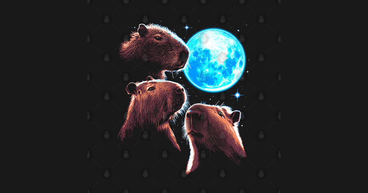 Three Capybara Moon Funny Capybara Meme Mystical Capybara - Capybara ...