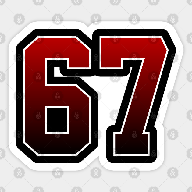Red Number 67 - Number 67 - Sticker | TeePublic