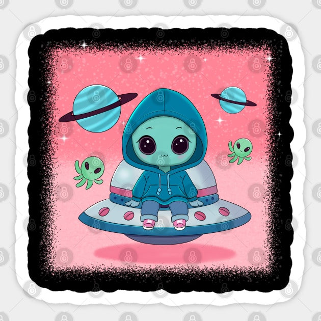 Cute Little Alien - Alien - Sticker | TeePublic