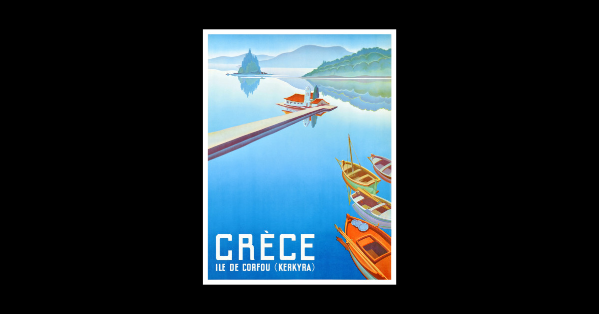 Vintage Travel Poster Greece Ile de Corfu - Greece - Sticker | TeePublic