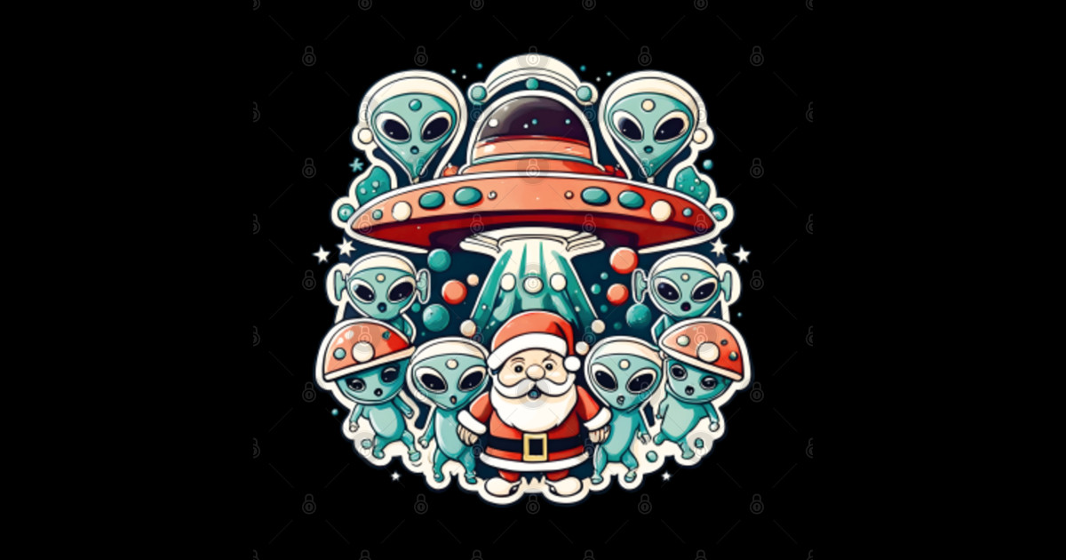 Santa Claus, Aliens, Christmas, Space - Christmas Aliens - Sticker ...