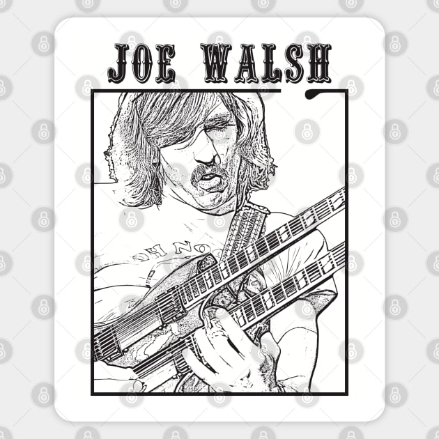 Joe walsh // Black Retro - Guitarist - Sticker | TeePublic