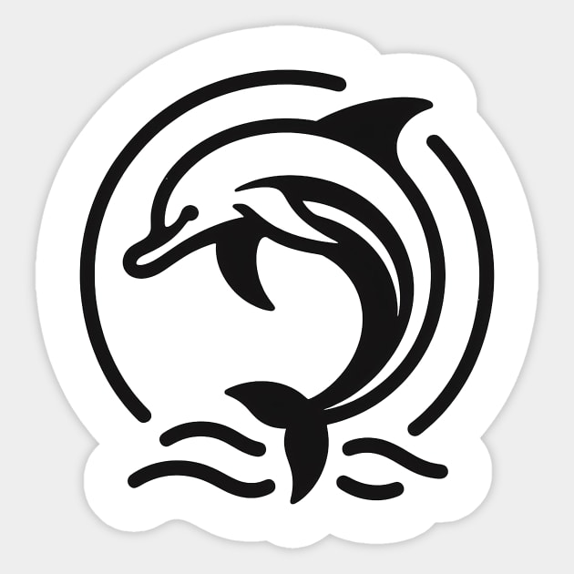 Stick Figure of a Dolphin in Black Ink - Stick Figure Dolphin - Sticker ...