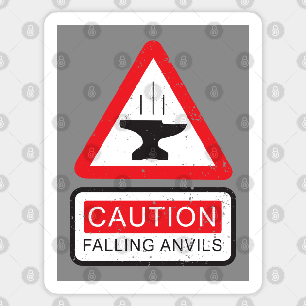 Falling Anvil - Cartoon - Sticker | TeePublic