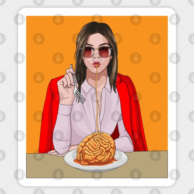 girl eating pasta - Girl - Sticker | TeePublic