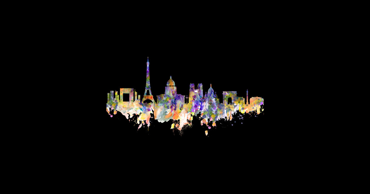 Paris Skyline Color Splash - Paris Skyline - Sticker | TeePublic
