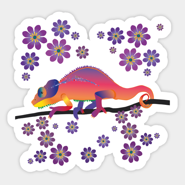 Rainbow chameleon - Chameleon - Sticker | TeePublic