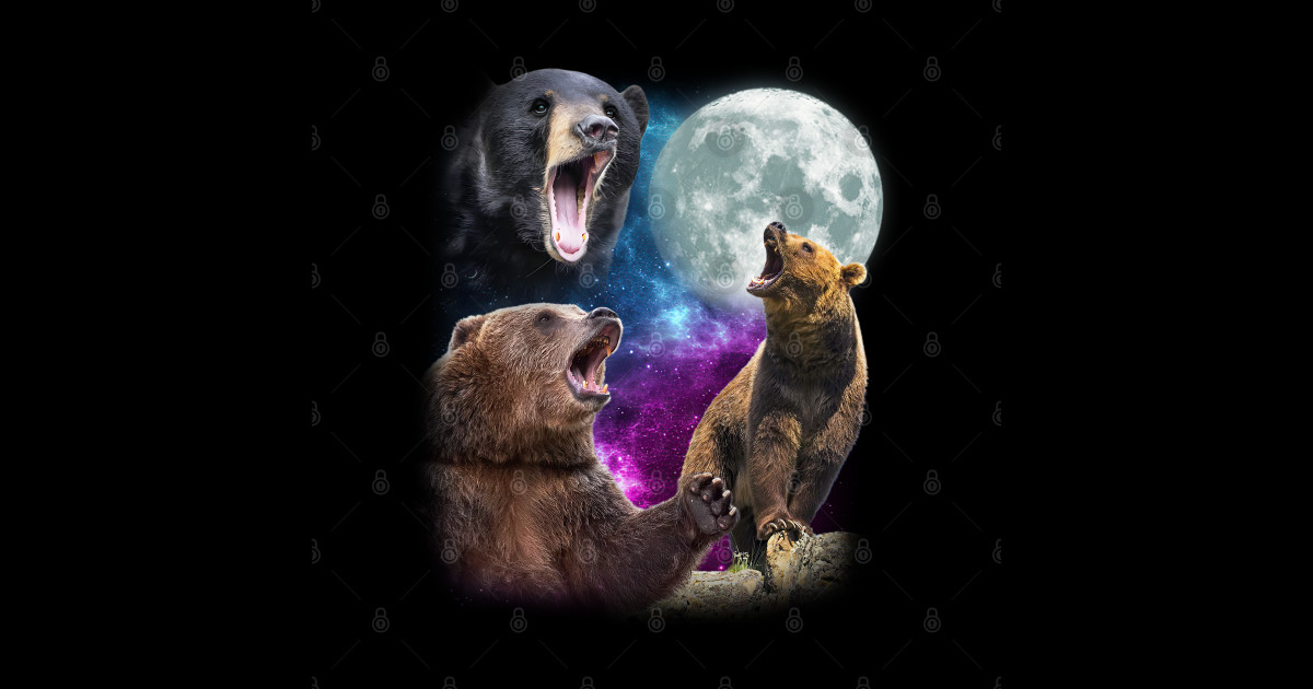 Three Black Bears Howling At The Moon Animal Cute Pet Humor - Black ...