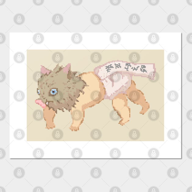 baby inosuke pixel art - Inosuke Hashibira - Posters and Art Prints ...