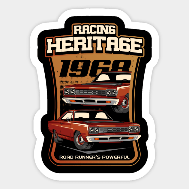 1968 Road Runner Muscle Car - 1968 Road Runner Muscle Car - Sticker ...