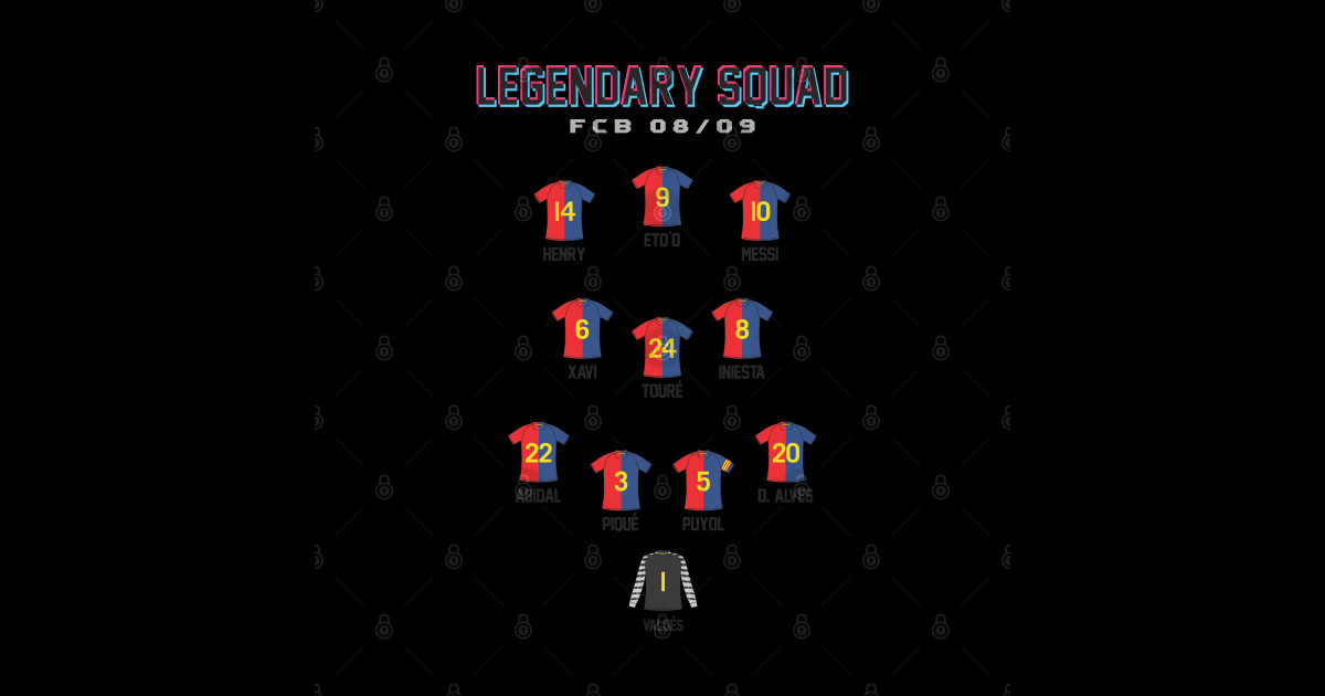 FC Barcelona Legendary 08/09 Line up - Fc Barcelona - Sticker | TeePublic