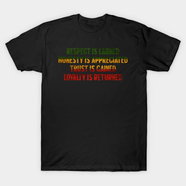 Motivational, Respect is Earned, Rasta Colors - Motivational - T-Shirt ...