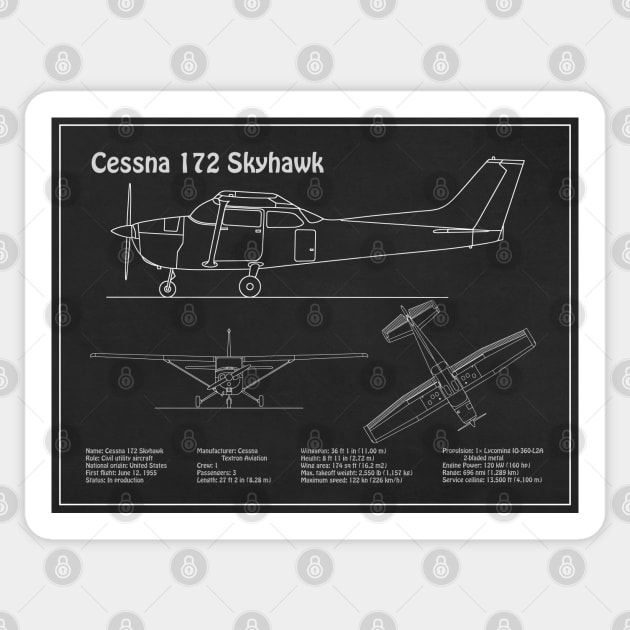 Cessna 172 Skyhawk - Airplane Blueprint Drawing Plans - PD - Cessna 172 ...