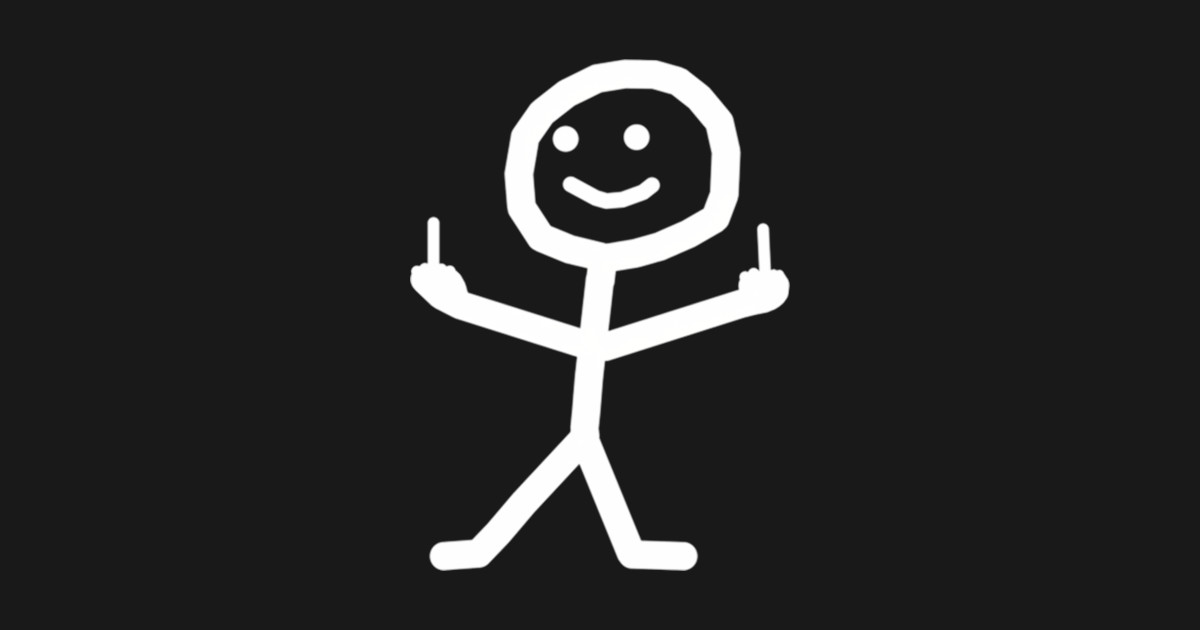 Stick Figure With Middle Finger - Funny Stick Figure - T-Shirt | TeePublic