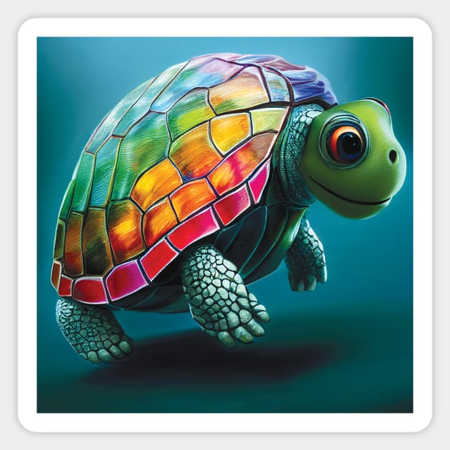 Colourful Turtle Art - Rainbow Turtle - Sticker | TeePublic