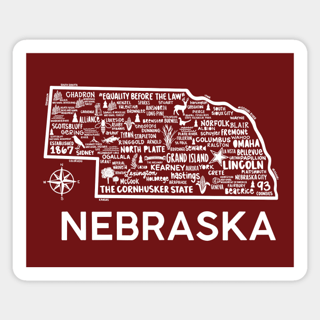 Nebraska Map - Nebraska - Sticker | TeePublic