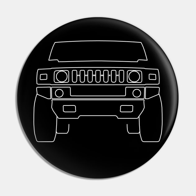 Hummer H2 outline graphic (white) - Hummer - Pin | TeePublic