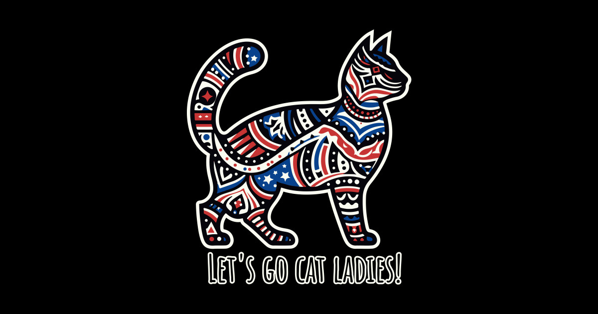 Cat Silhouette with "Let's Go Cat Ladies! - Kamala Harris - Sticker ...