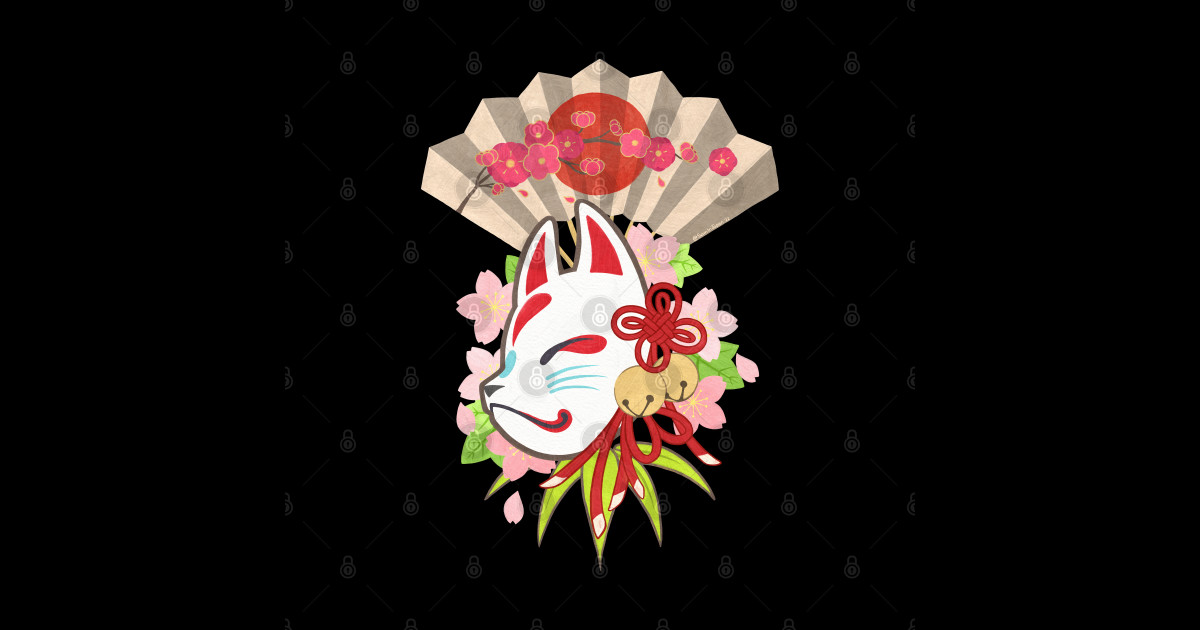 Good Luck Kitsune Mask - a smiling Japanese fox mask to bring good luck ...