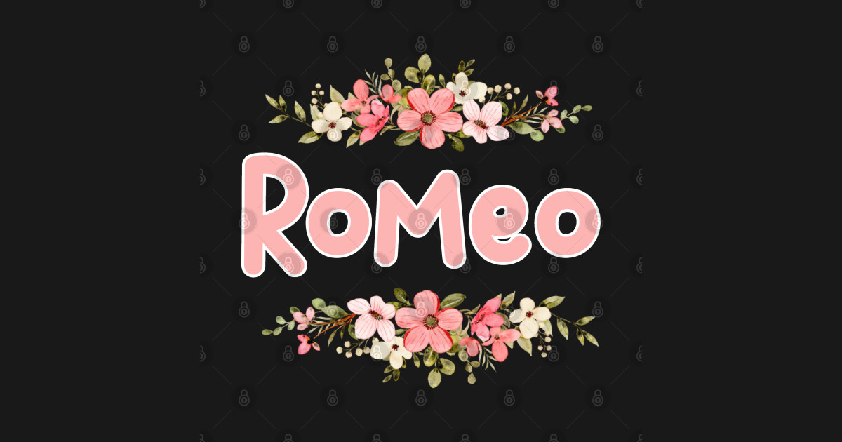 Flower Border Romeo Name Label - Flower Border Romeo Name Label - T ...