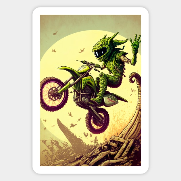 Monster Riding Dirt Bike Anime Style - Dirt Bike - Sticker | TeePublic