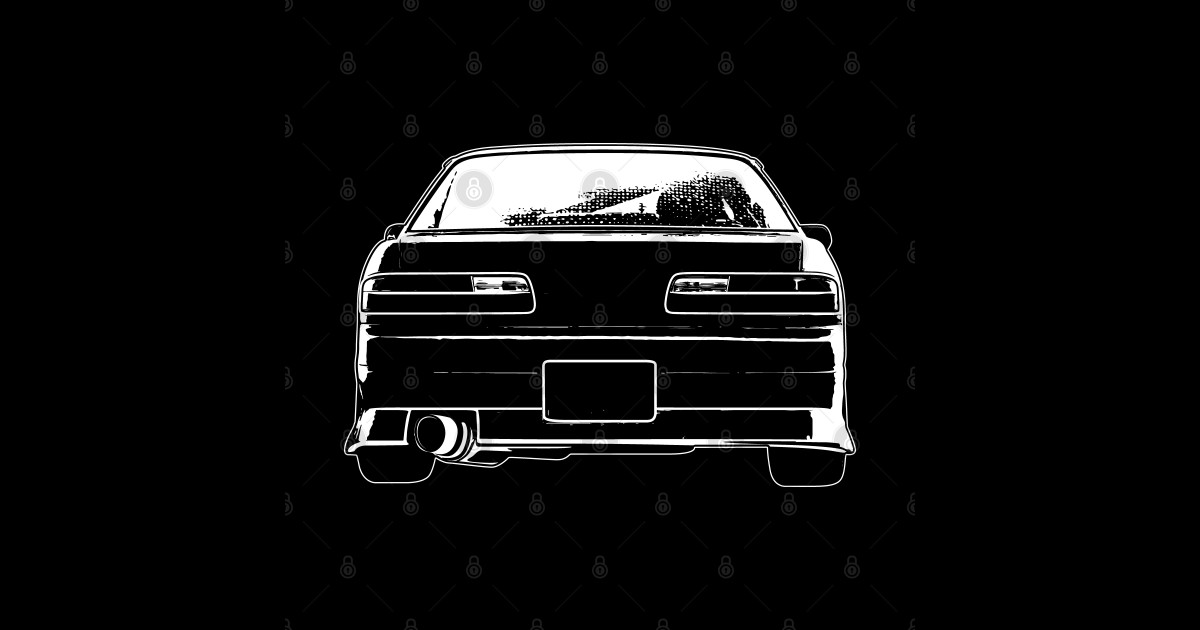 White Nissan Silvia S13 Back View Sketch Art - Nissan - Sticker | TeePublic