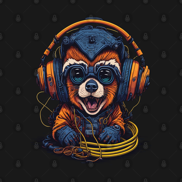 Funny Racoon Wearing Headphones, Dj Music Racoon Lover - Funny Racoon ...