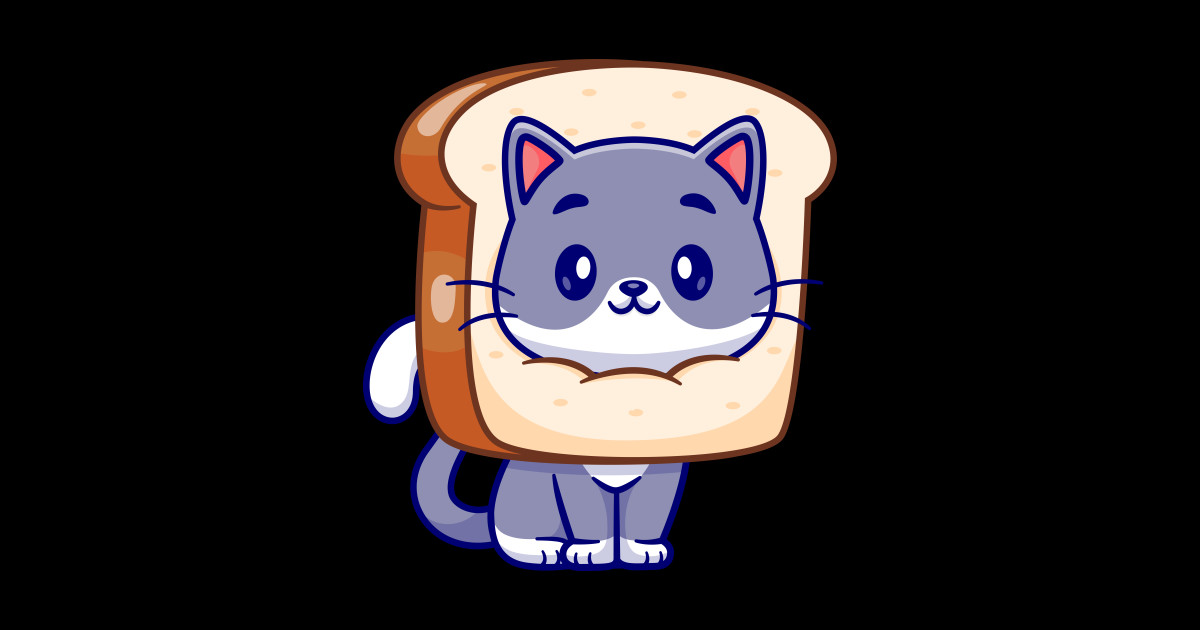 Cute Cat In Bread Cartoon - Cute Cat In Bread Cartoon - Magnet | TeePublic