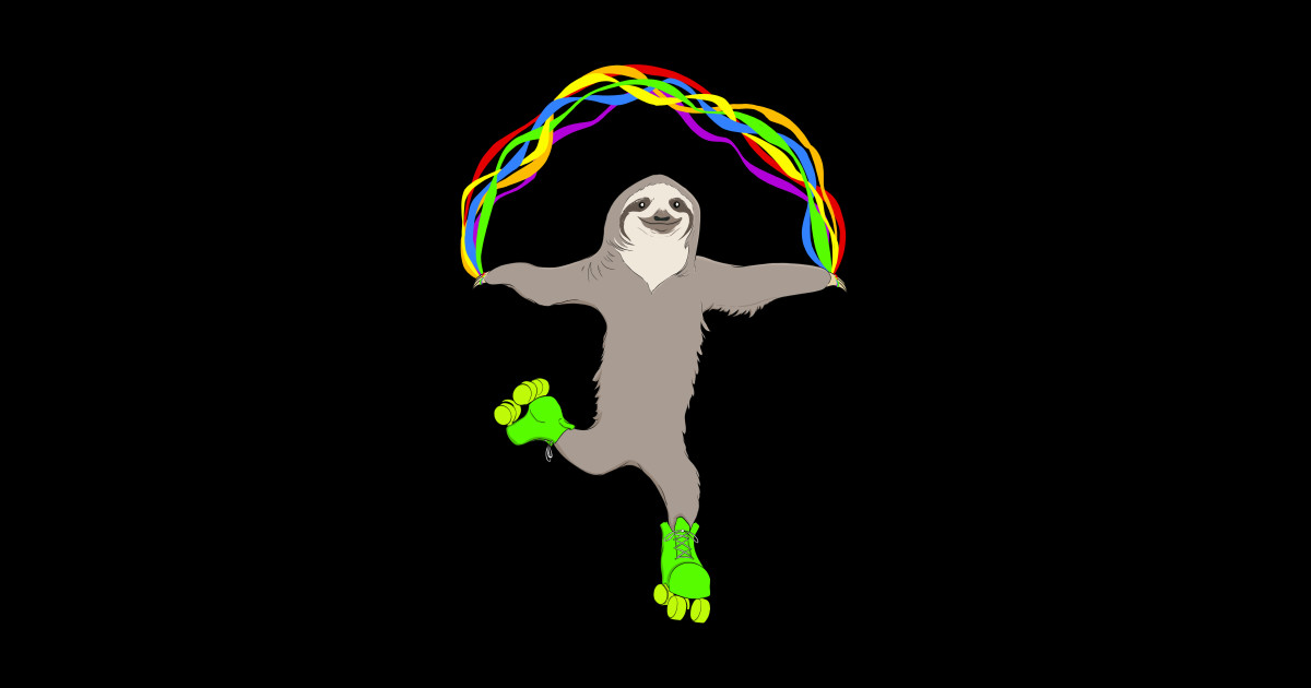 Roller Sloth Rainbow - Sloth - Sticker | TeePublic