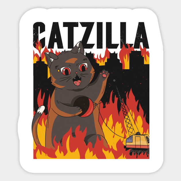 catzilla - anime cat monster - Catzilla Japanese - Sticker | TeePublic