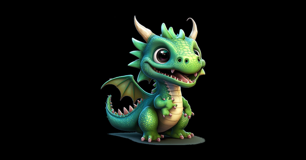 Cute Baby Dragon - Patrick the Green - Dragon - Sticker | TeePublic