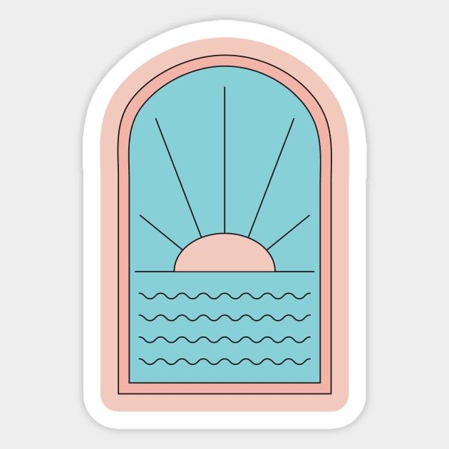 Beach Window Sunset - Beach - Sticker | TeePublic