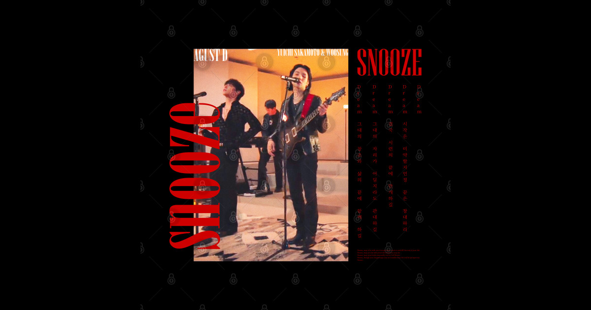 Snooze - Dream version 1 - Agust D - Sticker | TeePublic