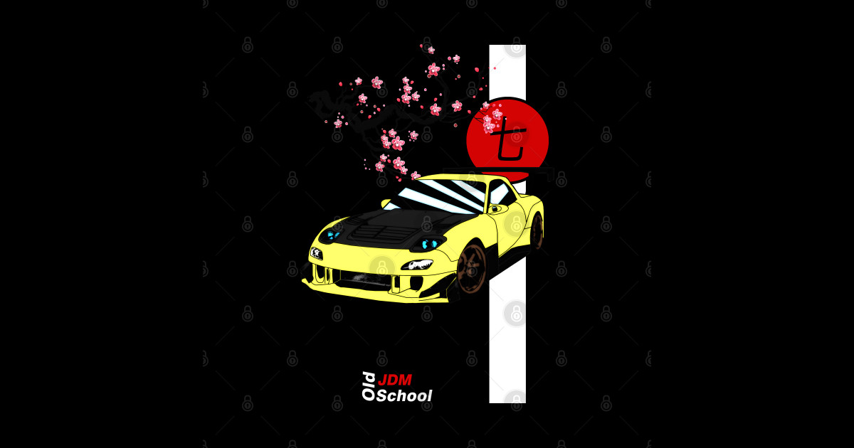 JDM RX-7 Yellow Red Sun Edition - Mazda Rx7 - Sticker | TeePublic