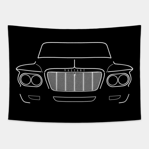 Valiant 1960s classic car white outline graphic - Valiant - Tapestry ...