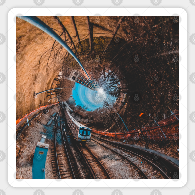 Twisted Tracks, Round World Subway Train Photograph - Train - Sticker ...