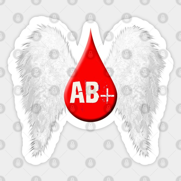 Blood Type AB Positive - Angel Wings - Blood - Sticker | TeePublic