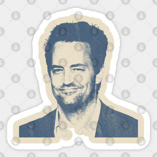 Matthew Perry Blue Vintage - Chandler - Sticker | TeePublic