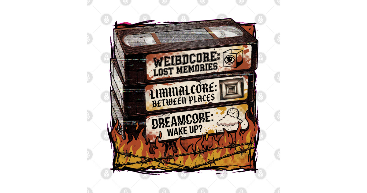 Weirdcore Dreamcore Liminal VHS Stack - Weirdcore Aesthetic - T-Shirt ...