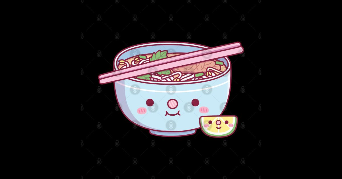 Cute Pho Rice Noodle And Lime Doodle - Vietnamese Pho - Posters and Art ...