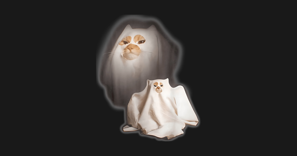 Ghost Cat Halloween - Ghost Cat Meme - T-Shirt | TeePublic