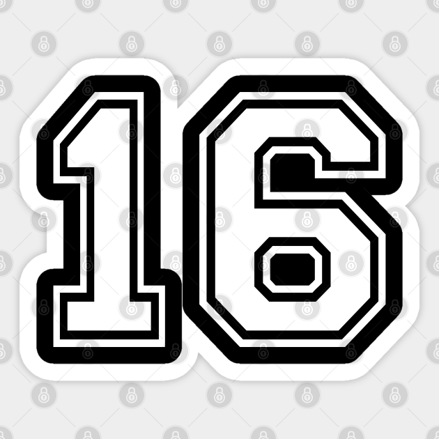 Number 16 Sixteen - Number 16 - Sticker | TeePublic