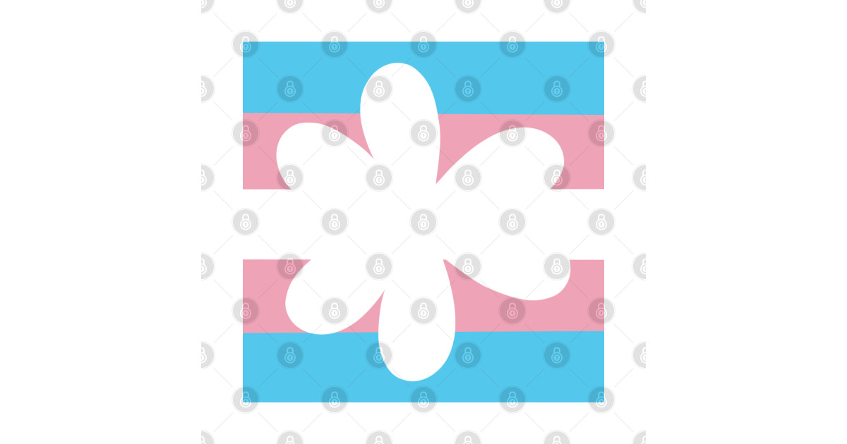 Flower Outline - discreet trans pride flag - Flower - T-Shirt | TeePublic