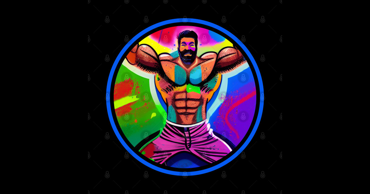 Colorful muscle daddy - Workout - Sticker | TeePublic