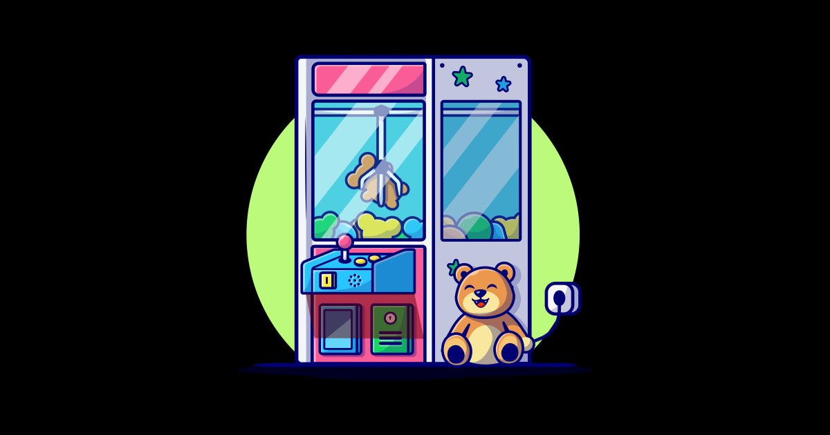 Claw Machine with Cute Teddy Bear Cartoon Vector Icon Illustration ...