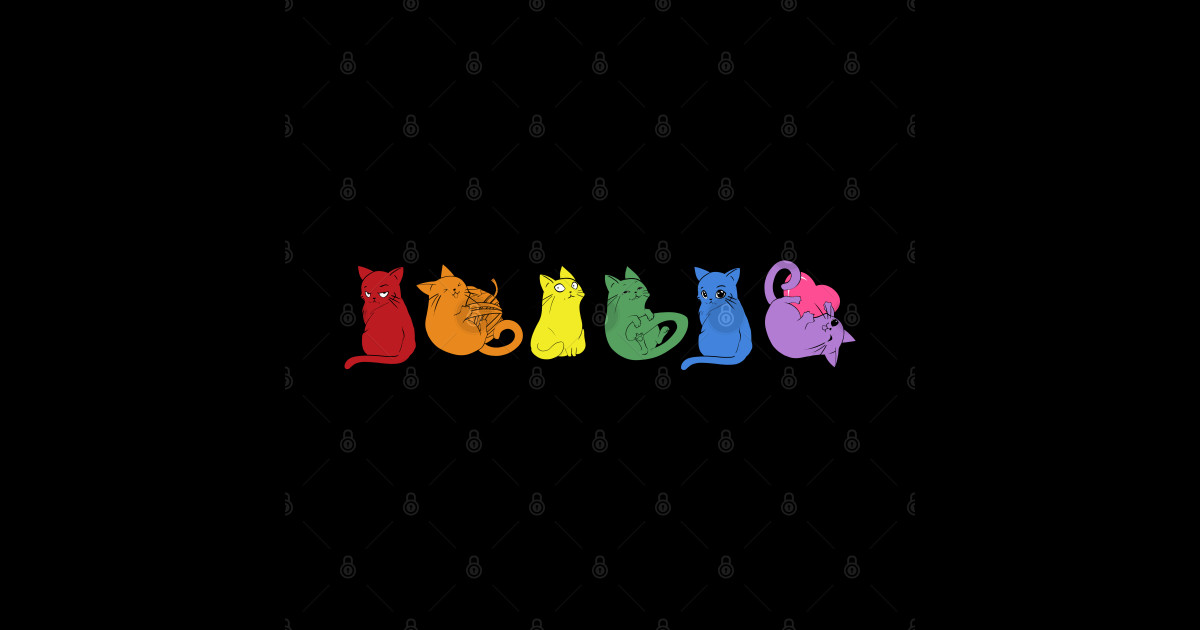Lgbt cat leading a pack of cats - Cat With Rainbow Flag - Sticker ...