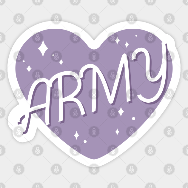 BTS ARMY purple heart borahae typography - Bts Army - Sticker | TeePublic