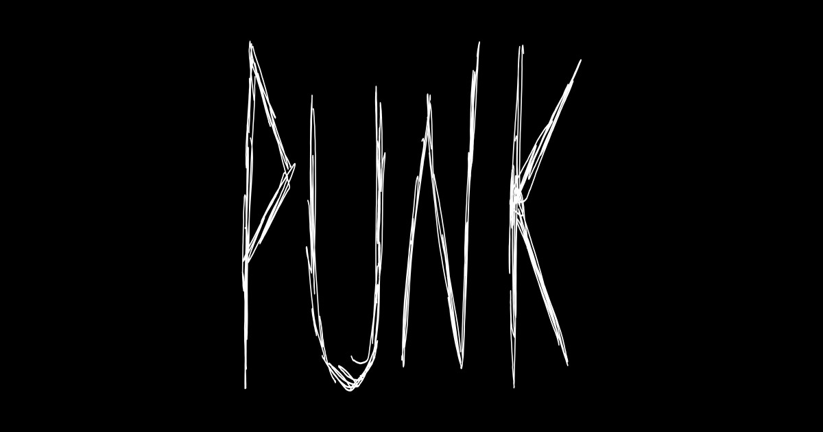 Dark and Gritty Punk Text Design (white) - Punk - Sticker | TeePublic