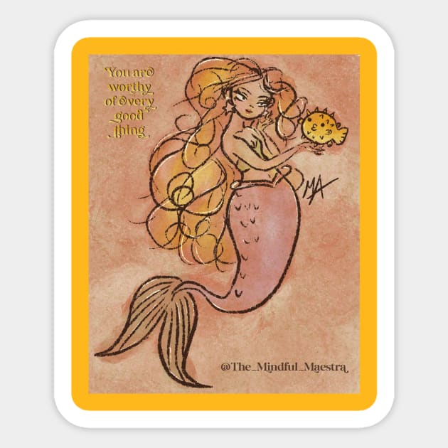 Mermaid with pufferfish - Mermaid - Sticker | TeePublic