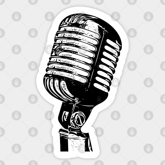 Old School Microphone - Microphone Music Vintage - Sticker | TeePublic